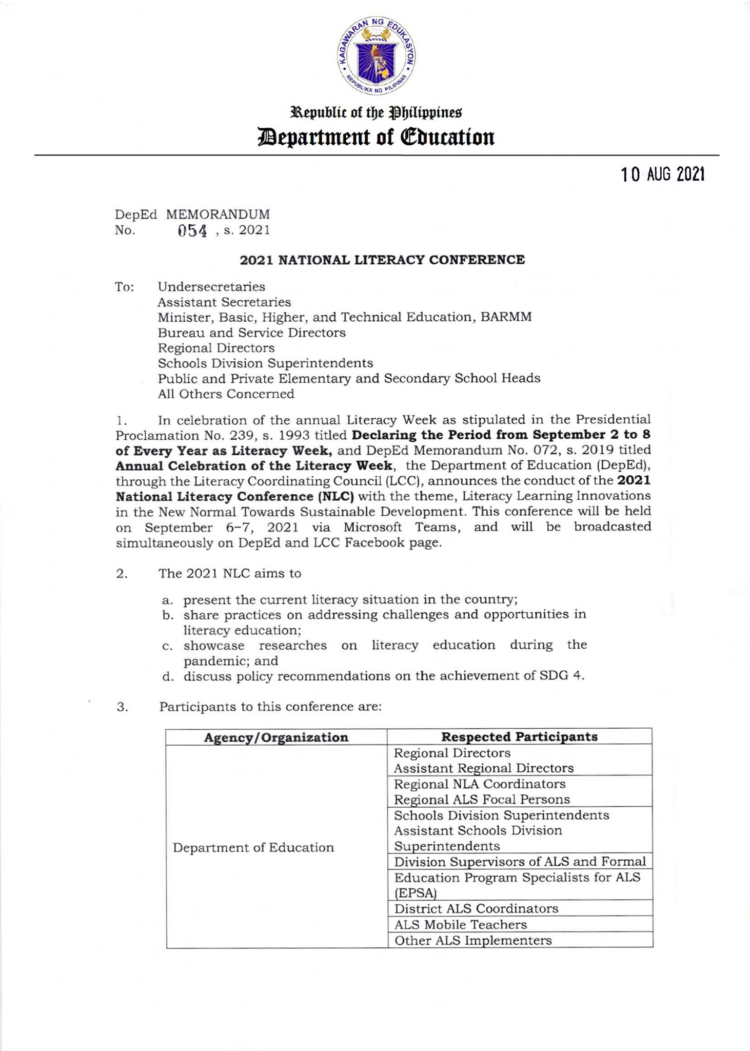 2-DAY National Webinar Series on 2021 National Literacy Conference ...