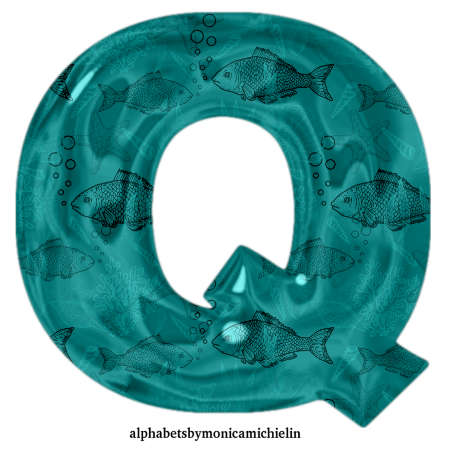 M. Michielin Alphabets: BLUE ALPHABET WATER FISHES LUMPY AND ICONS PNG