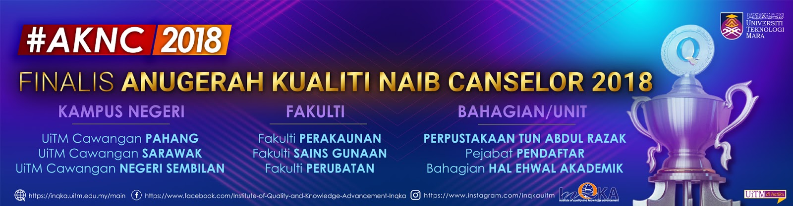 Tahniah PTAR Tersenarai Finalis AKNC 2018 - Perpustakaan UiTM