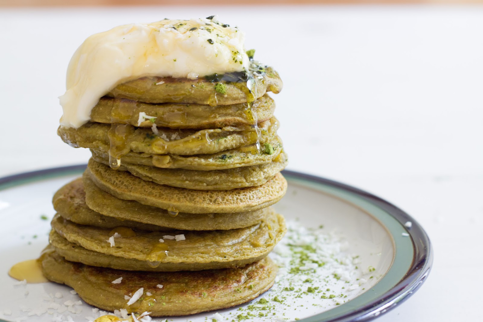 Vegan Matcha Coconut Pancakes