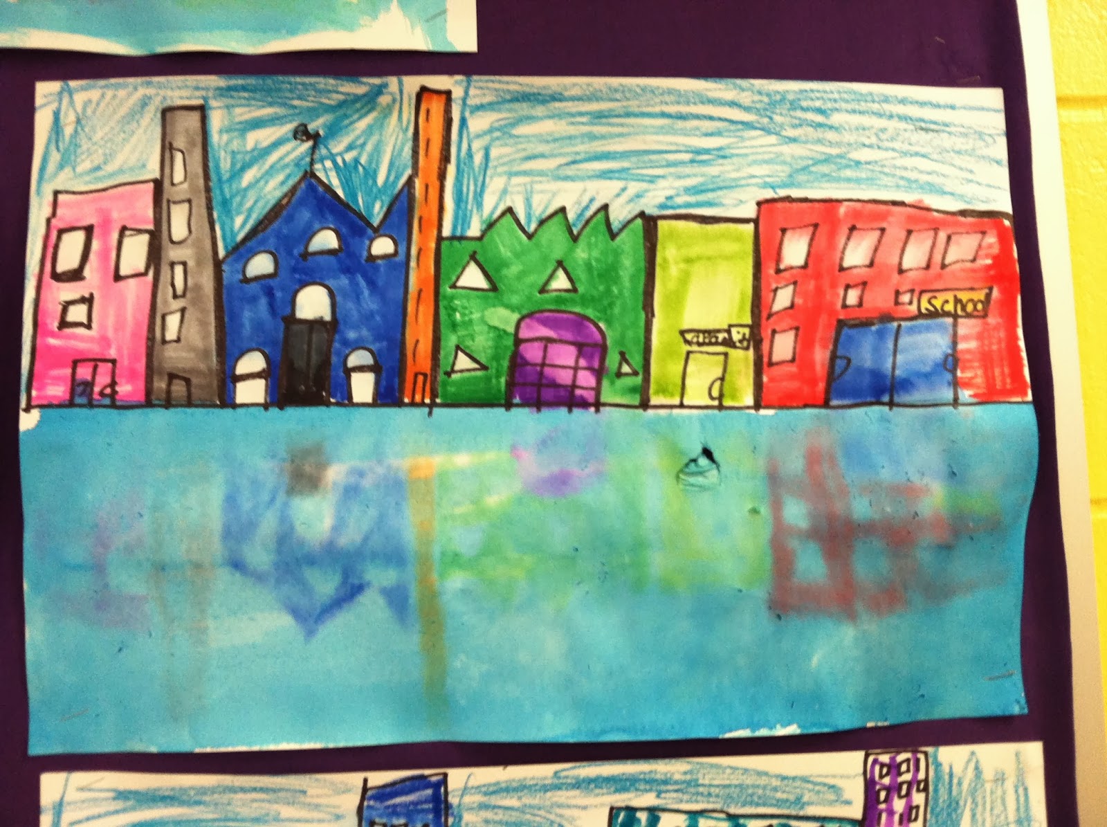 Wahoo for Art!: Second Grade Cityscape Reflections
