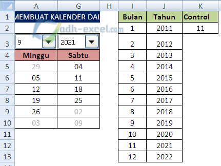Cara Membuat Kalender di Excel - ADH-EXCEL.COM Tutorial