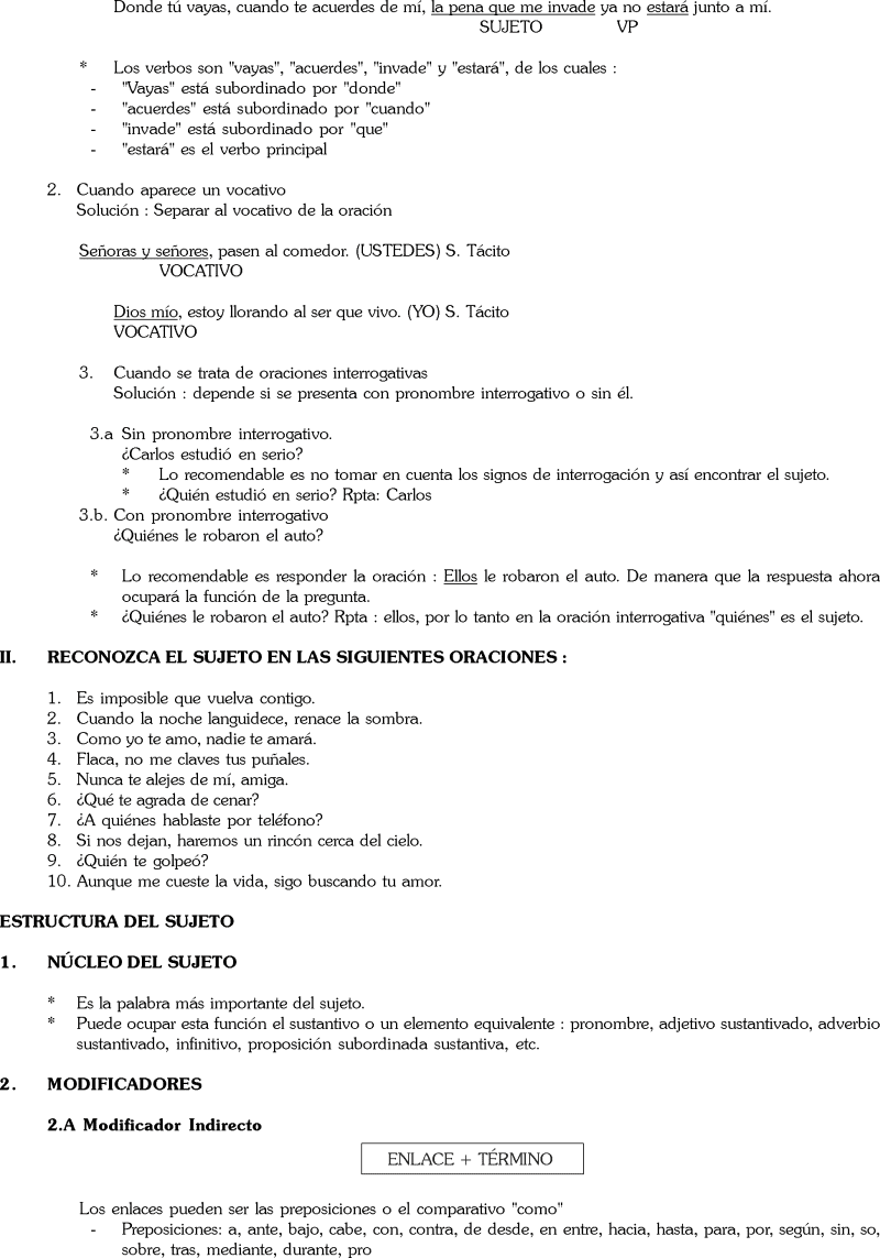 EL SUJETO PREGUNTAS RESUELTAS DE LENGUAJE