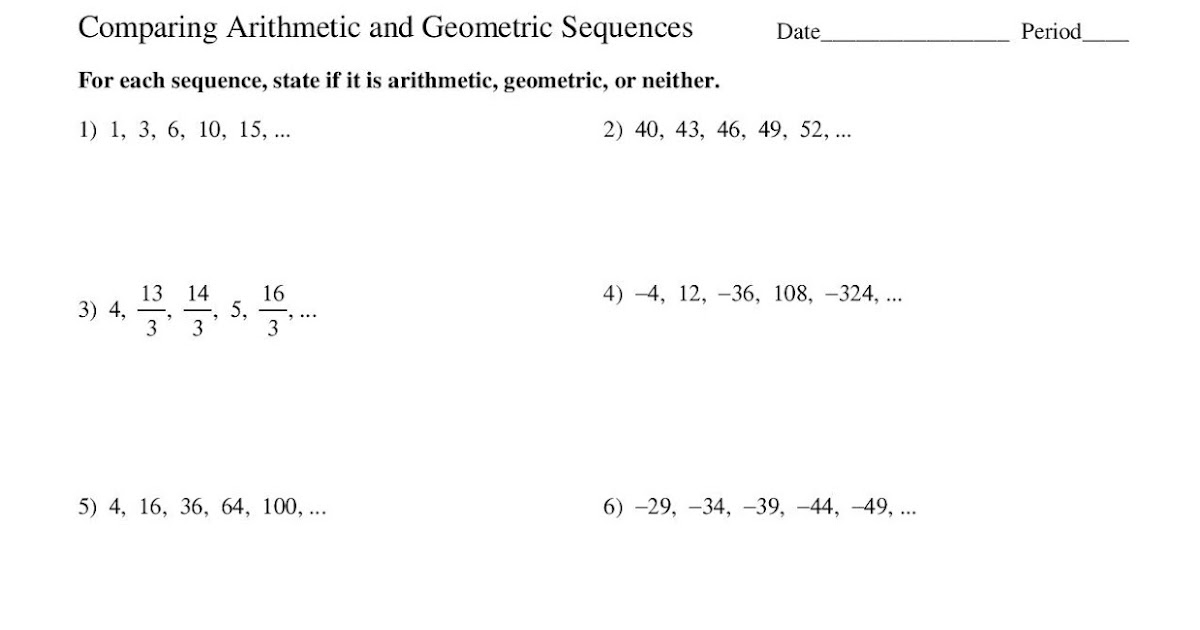 Mrs. Osawaru: Algebra 1 Arithmetic and Geometric Sequences April 21, 2020