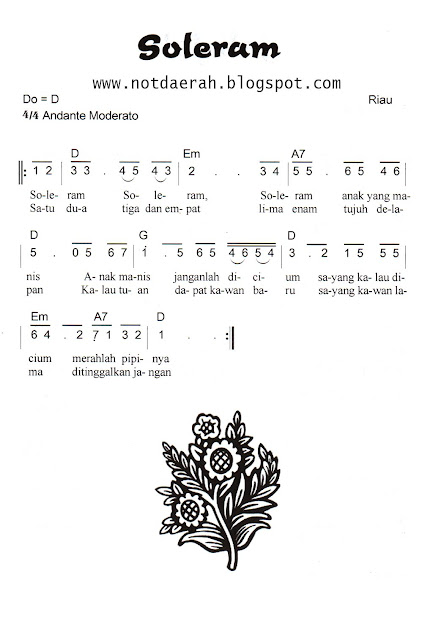 Not Angka Lagu Soleram - Not Angka Lagu Daerah Indonesia