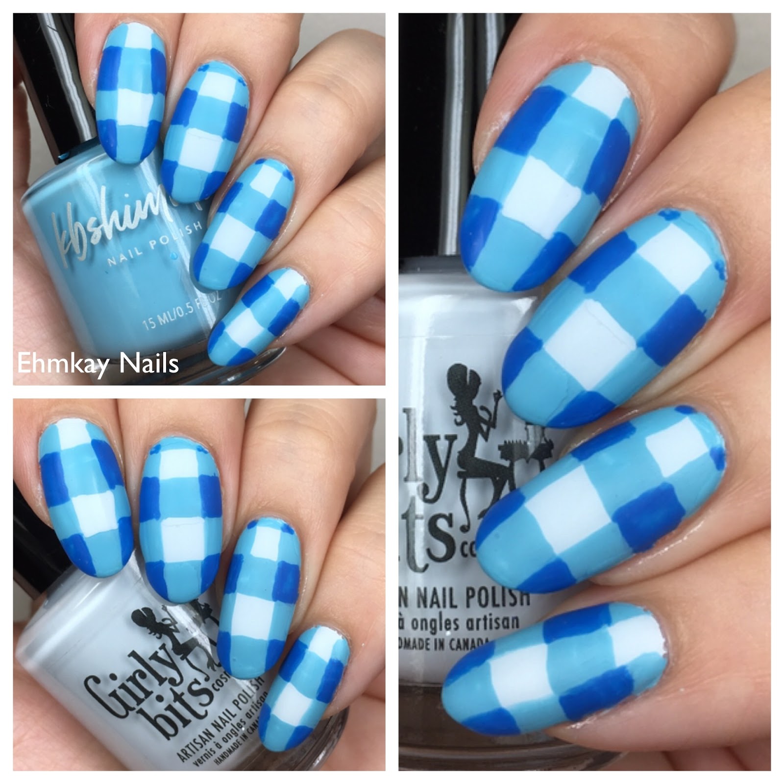 ehmkay nails: Blue Gingham Nail Art