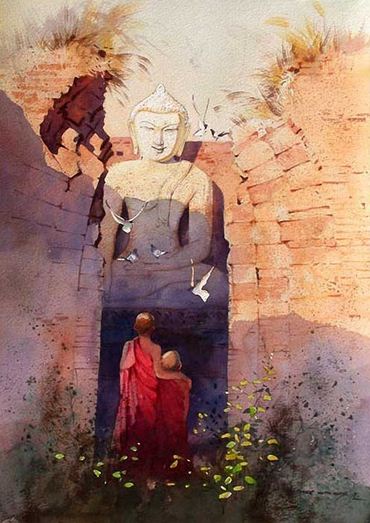 Картины современных художников: Акварель Myoe Win Aung. Мьянма в акварели.