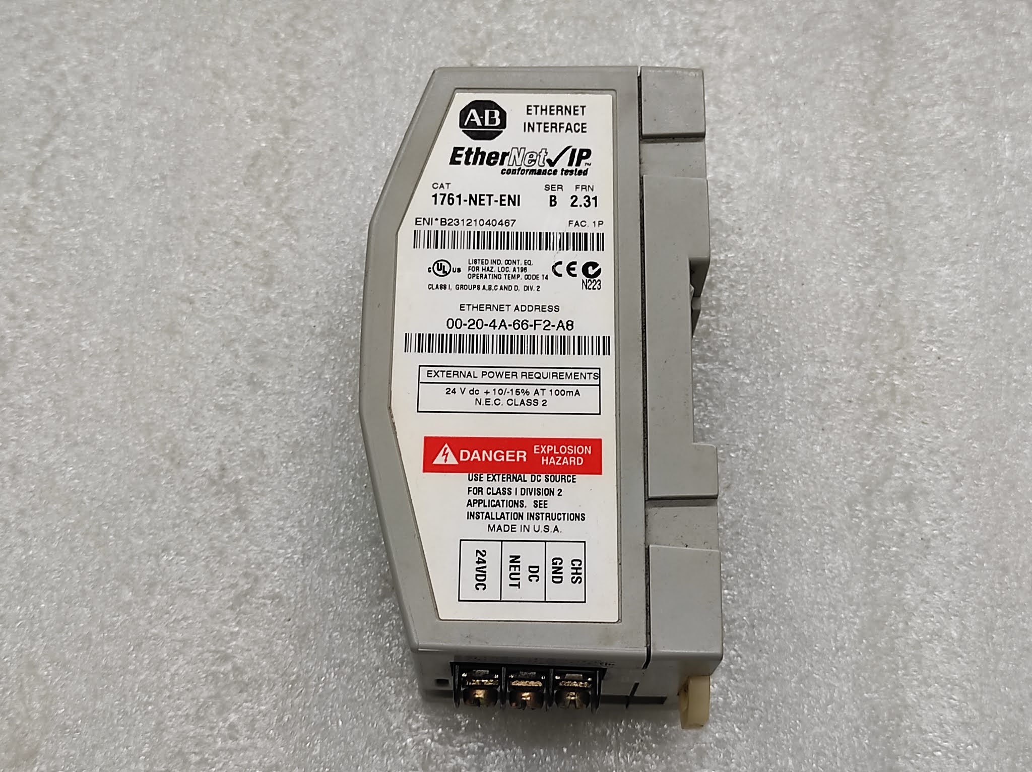 ALLEN BRADLEY CAT 1761-NET-ENI ETHERNET INTERFACE MODULE