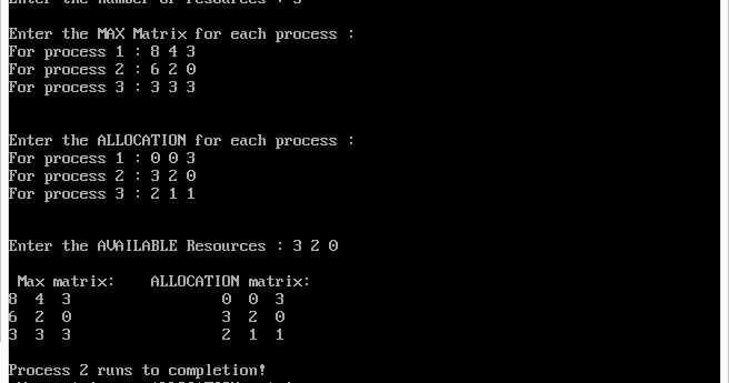 Bankers algorithm in c with example
