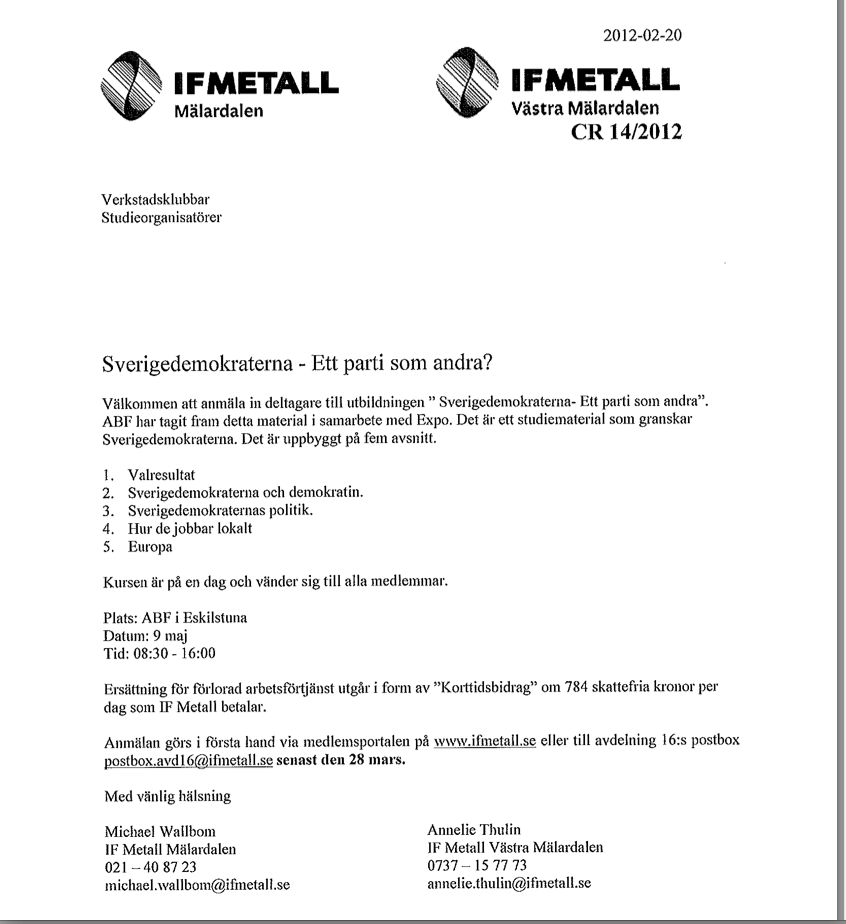 Robsten blog: IF Metall och demokratin