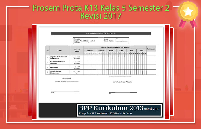 Prosem Prota K13 Kelas 5 Semester 2 Revisi 2017 | RPP Kurikulum 2013