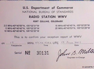 Confirmação Recebida Estação Horária do Fort Collins-Colorado a WWV ...