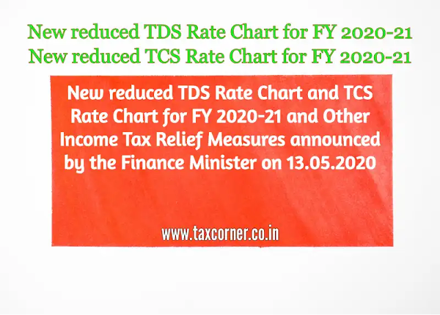 New reduced TDS Rate Chart for FY 2020-21 and Income Tax Relief Measures