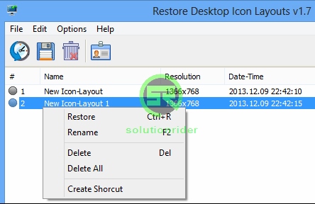 ReIcon - Restore Desktop Icon Layouts - SolutionRider- One Stop ...