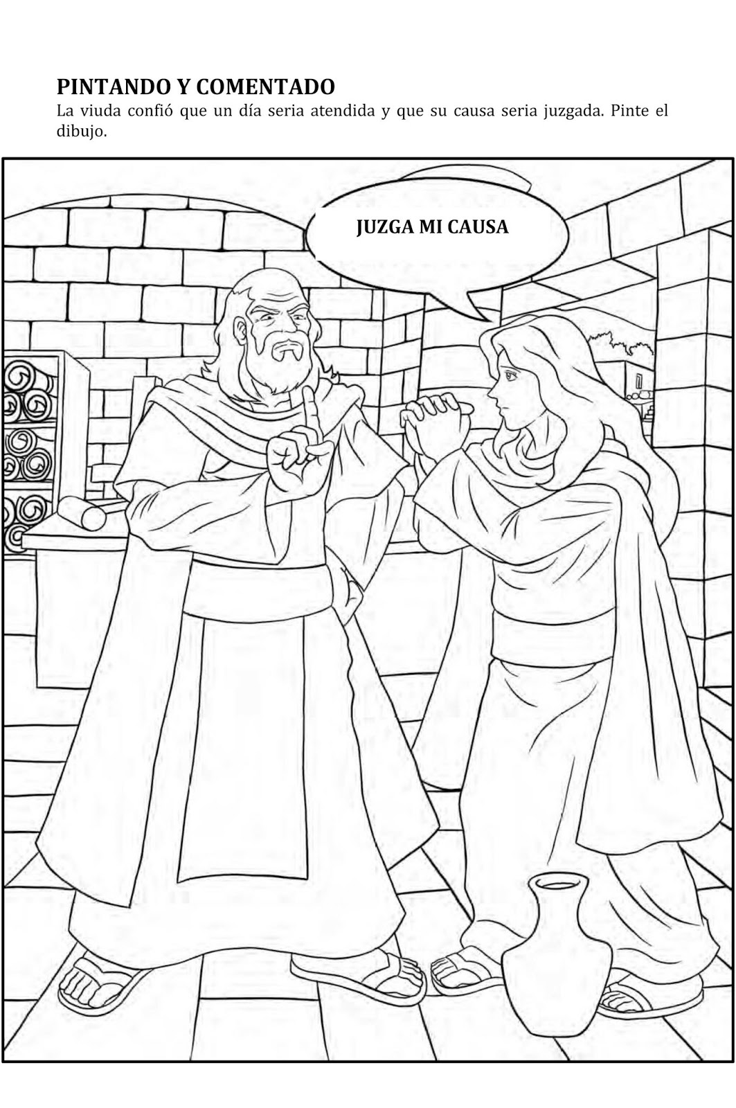 PARA COLOREAR: Parábola El Juez y la viuda