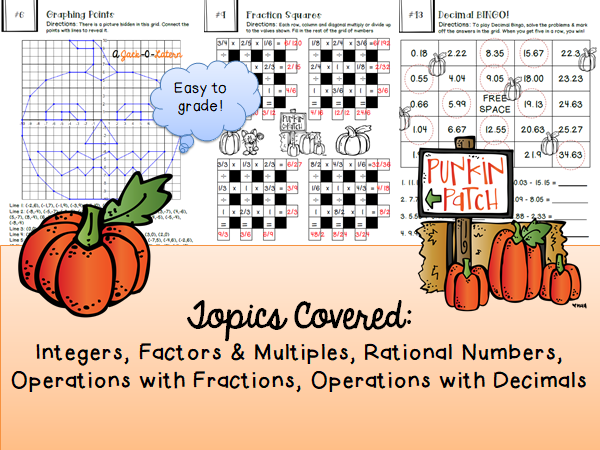 Kelly McCown: October NO PREP Math Packet - 6th Grade