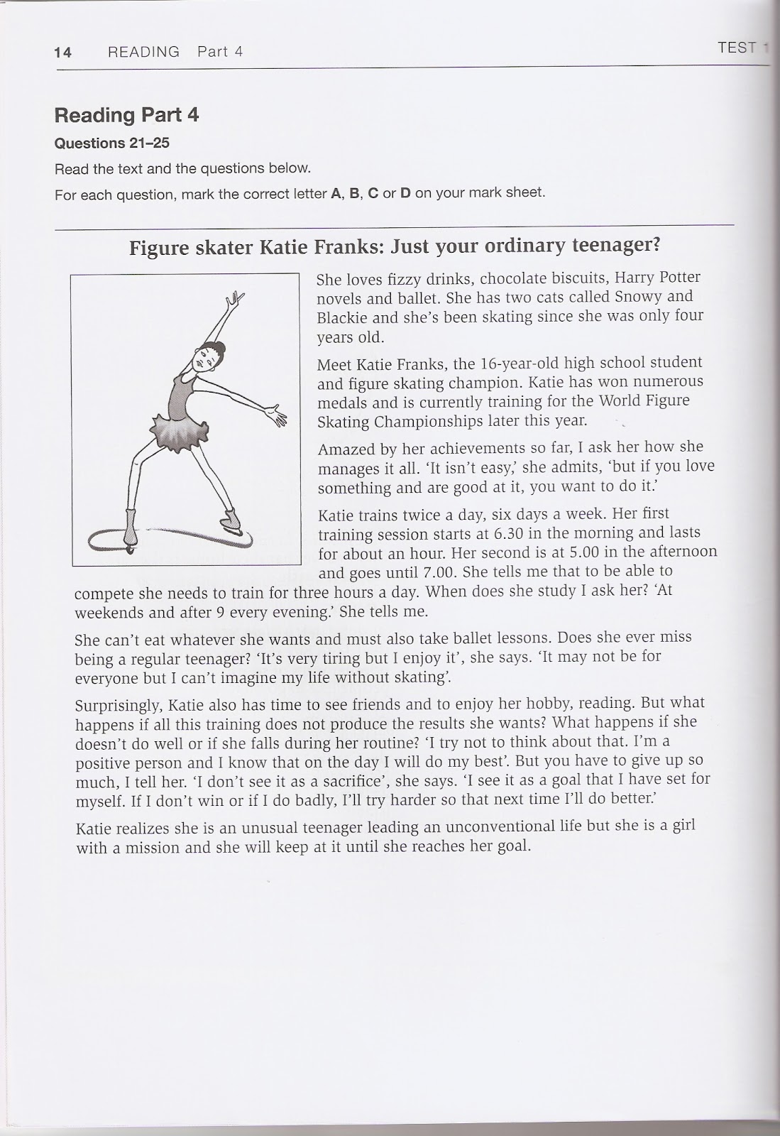 Exámenes de Cambridge : PET (Test 1) Reading and Writing