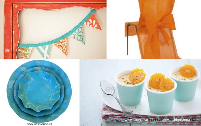 Colores para la mesa: turquesa y naranja