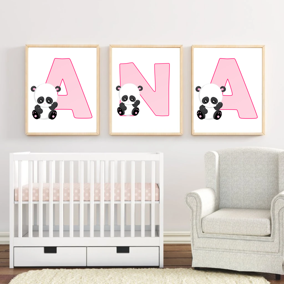 Kits imprimibles gratis : Abecedario y números panda rosa