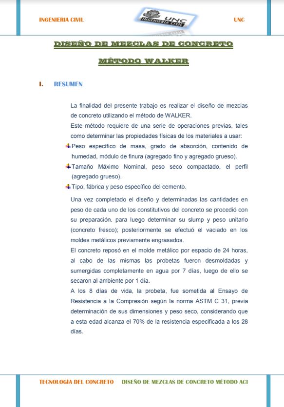 Diseño de mezclas de concreto Método Walker