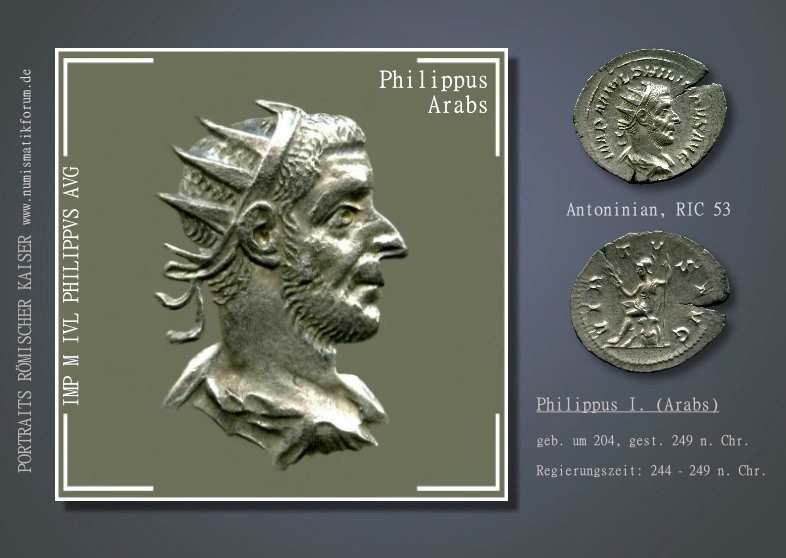 römische Kaiserportraits auf Münzen: Philippus I Arabs