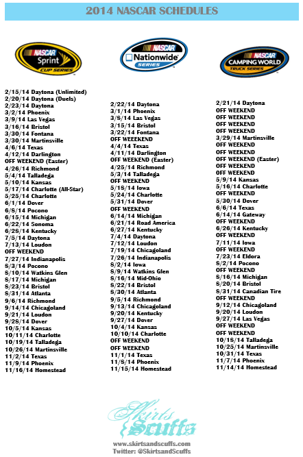 Nascar 2014 Schedule Printable