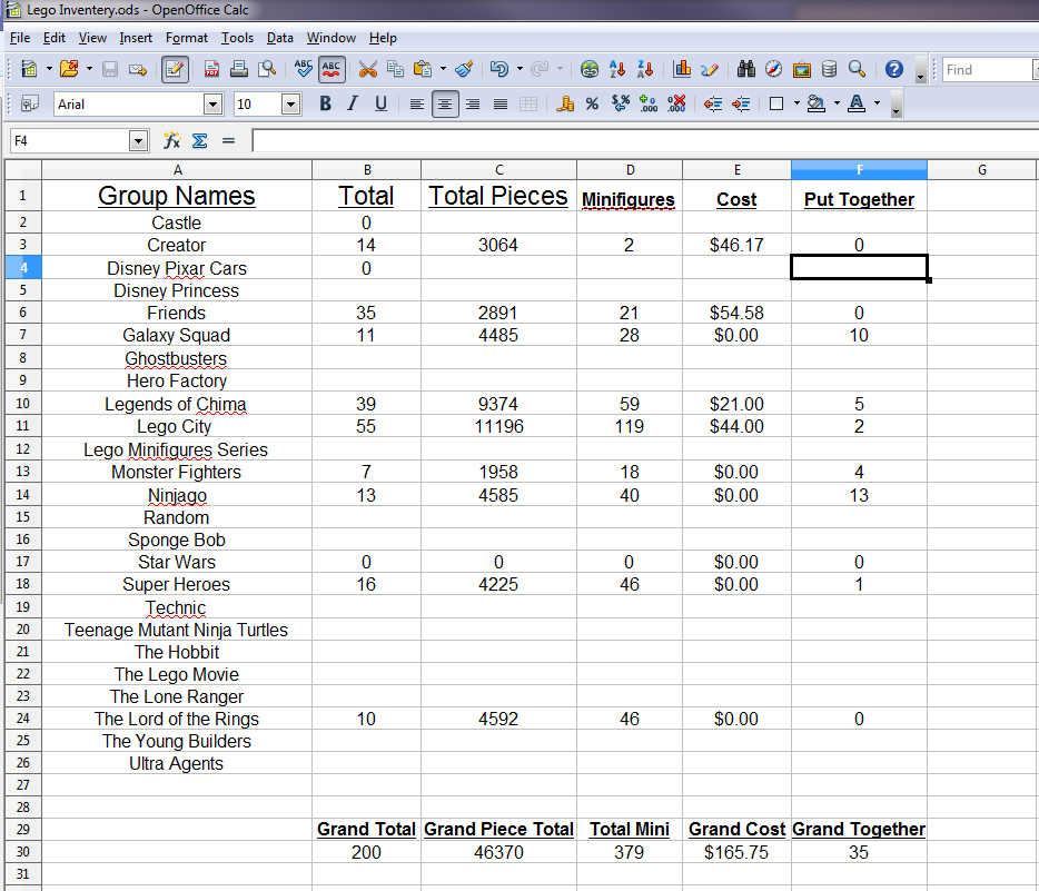 Constipated Thoughts: Excel For Dummies, Like Me - Lego Inventory Pt 1 ...