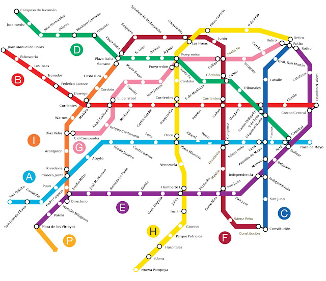 Mapas del metro de Buenos Aires - Subte - Conmimochilacuestas