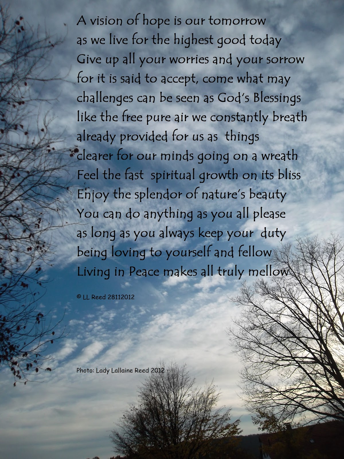 Lady Lallaine Reed's Positive: Our Tomorrow: A Shakespearean Sonnet