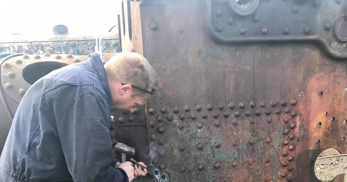 North Tyneside Steam Railway: Rivet work on the roller