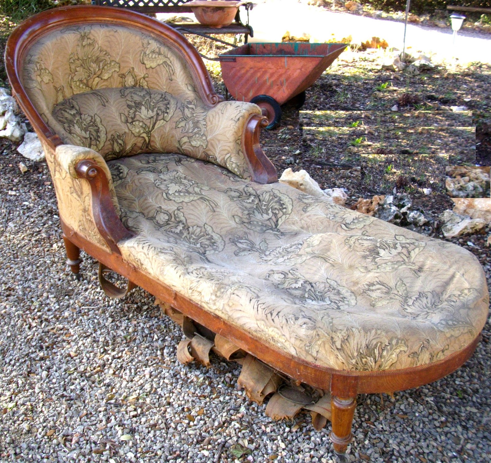 ancienne méridienne noyer d'époque XIXeme banquette fauteuil empire ...