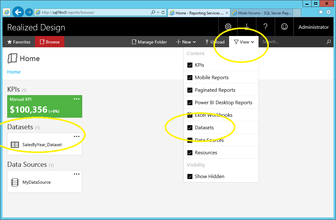 Realized Design Dataset Setup In Ssrs 2016