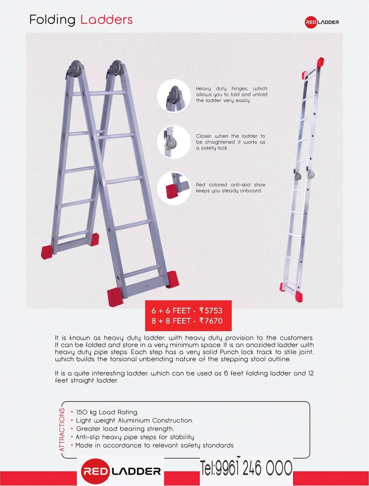 Step Ladder Online - Buy Aluminium step ladders in India RED FOLDING ...