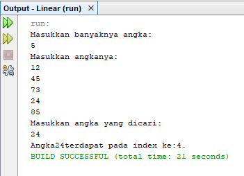 #JAVA : Program Algoritma Pencarian Linear Sederhana