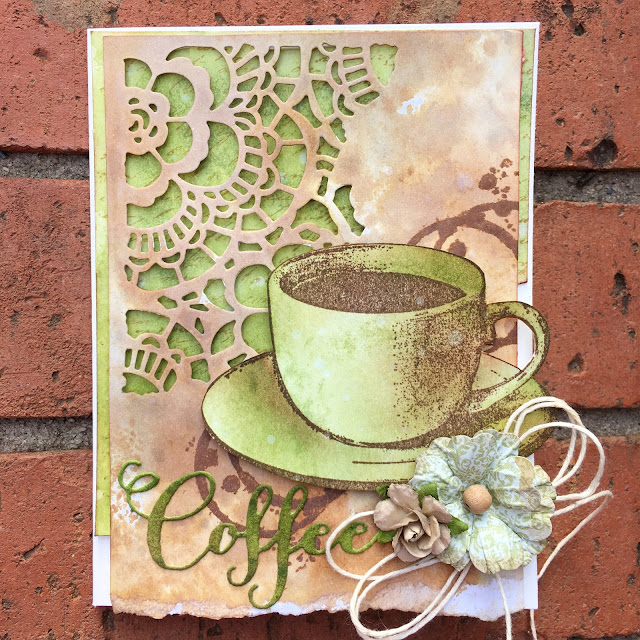 SewPaperPaint: Coffee Card with Background Die Cut