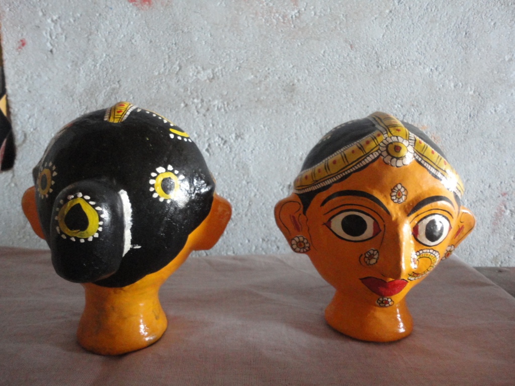 Cheriyal Scroll Paintings by Vaikuntam nakash: cherial sawdust masks