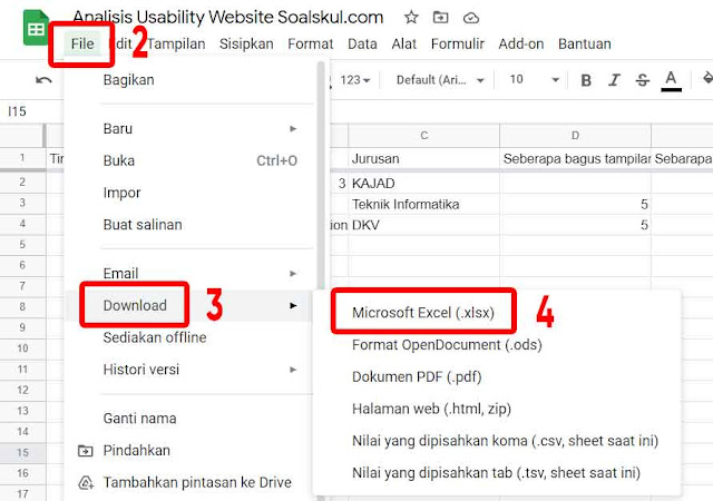 Cara Mudah Export Hasil Jawaban Google Form ke Excel - Soalskul Cara Mudah Export Hasil Jawaban Google Form ke Excel - Soalskul