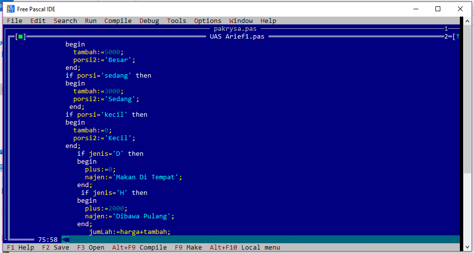 Contoh Program Pascal Menu Restoran ~ Tutorial Belajar Coding