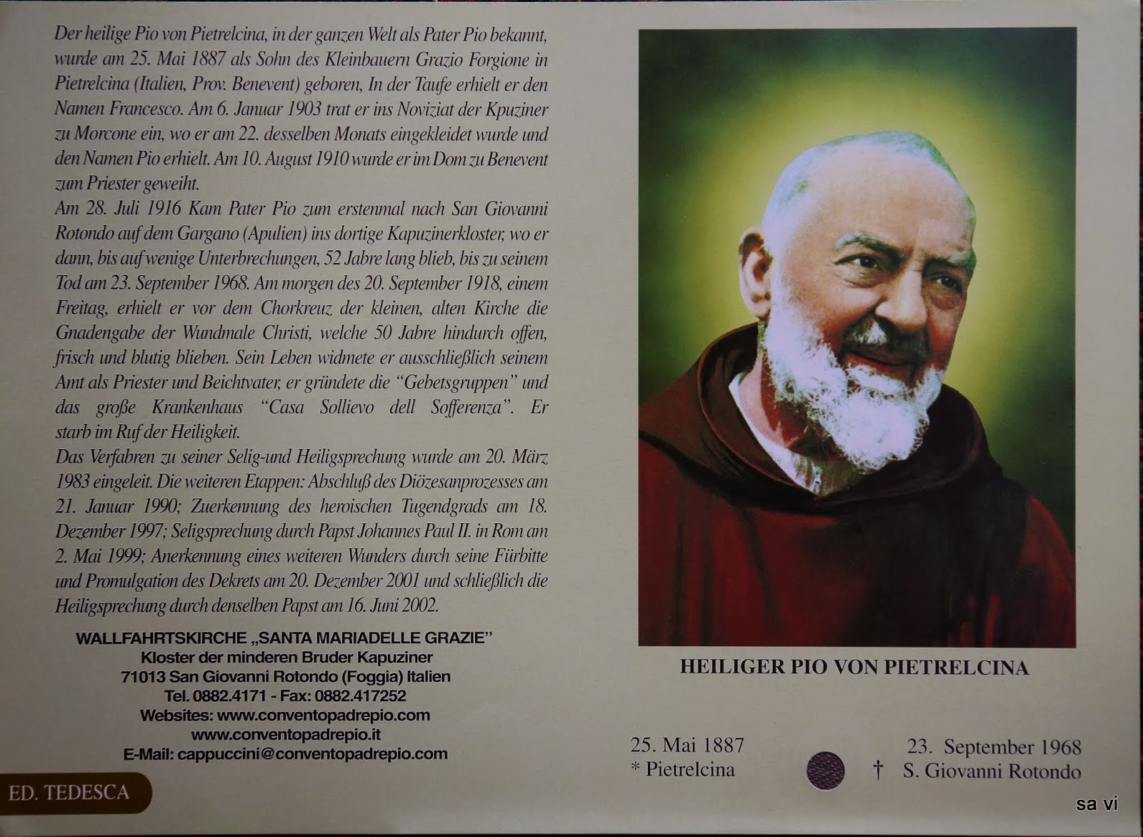 sacerdos viennensis: P. Pio von Pietrelcina