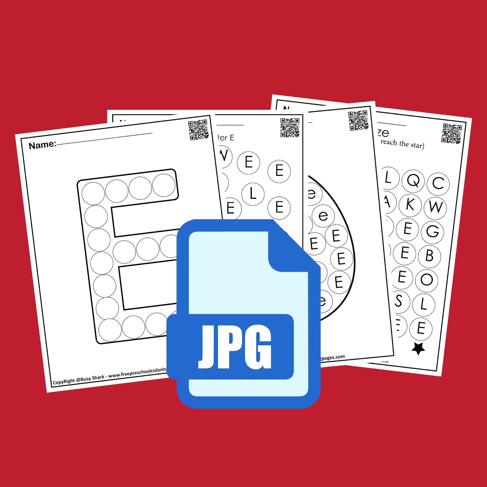 Set of Letter E "10 free Dot Markers coloring pages"