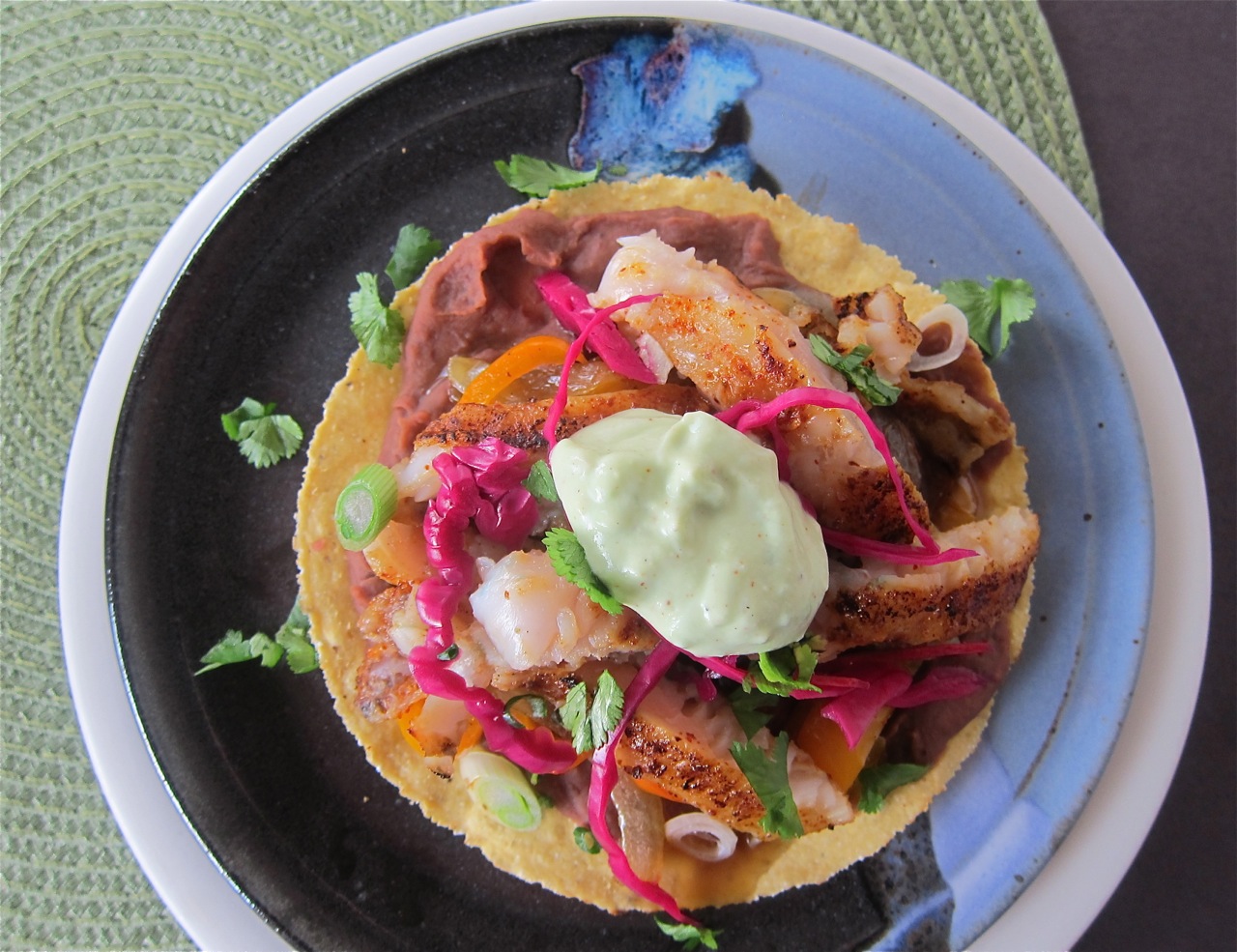 Cuisine Ici: Fish Tostada with Cucumber Avocado Crema