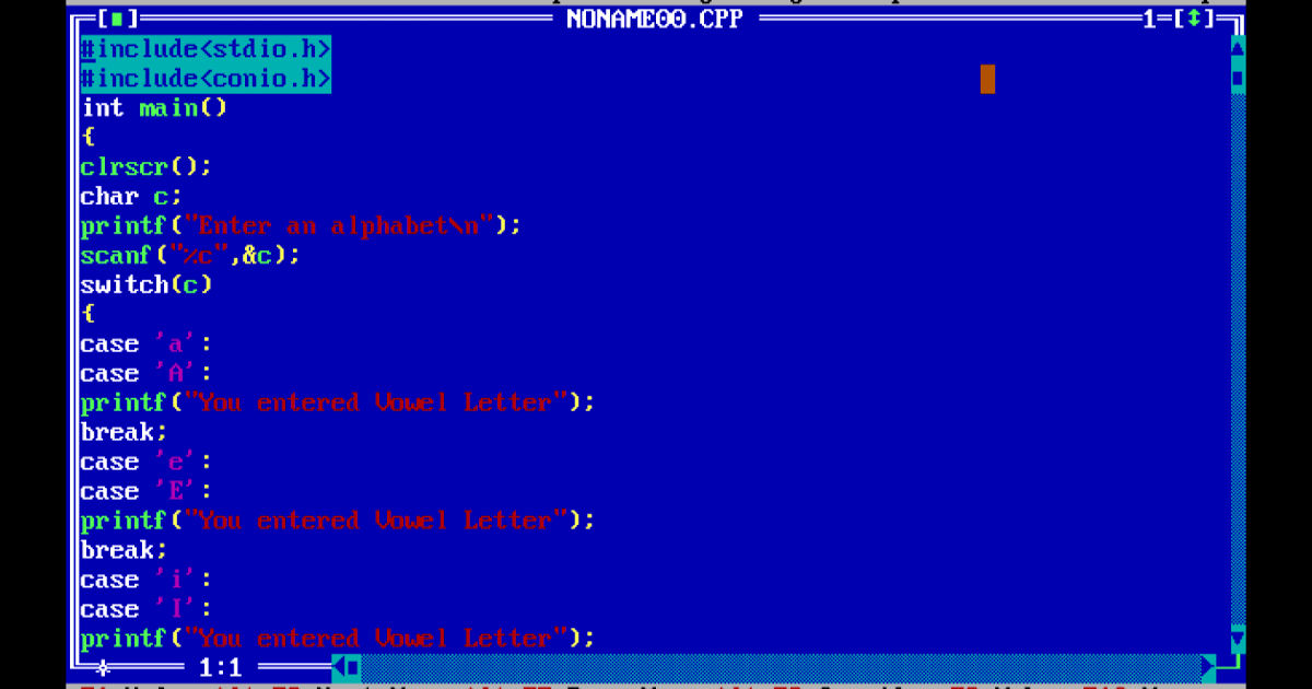 Program to check whether a entered letter is vowel or not using switch ...