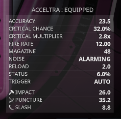 Ackbar's Tenno Report: Review: Acceltra (U25.7.8)