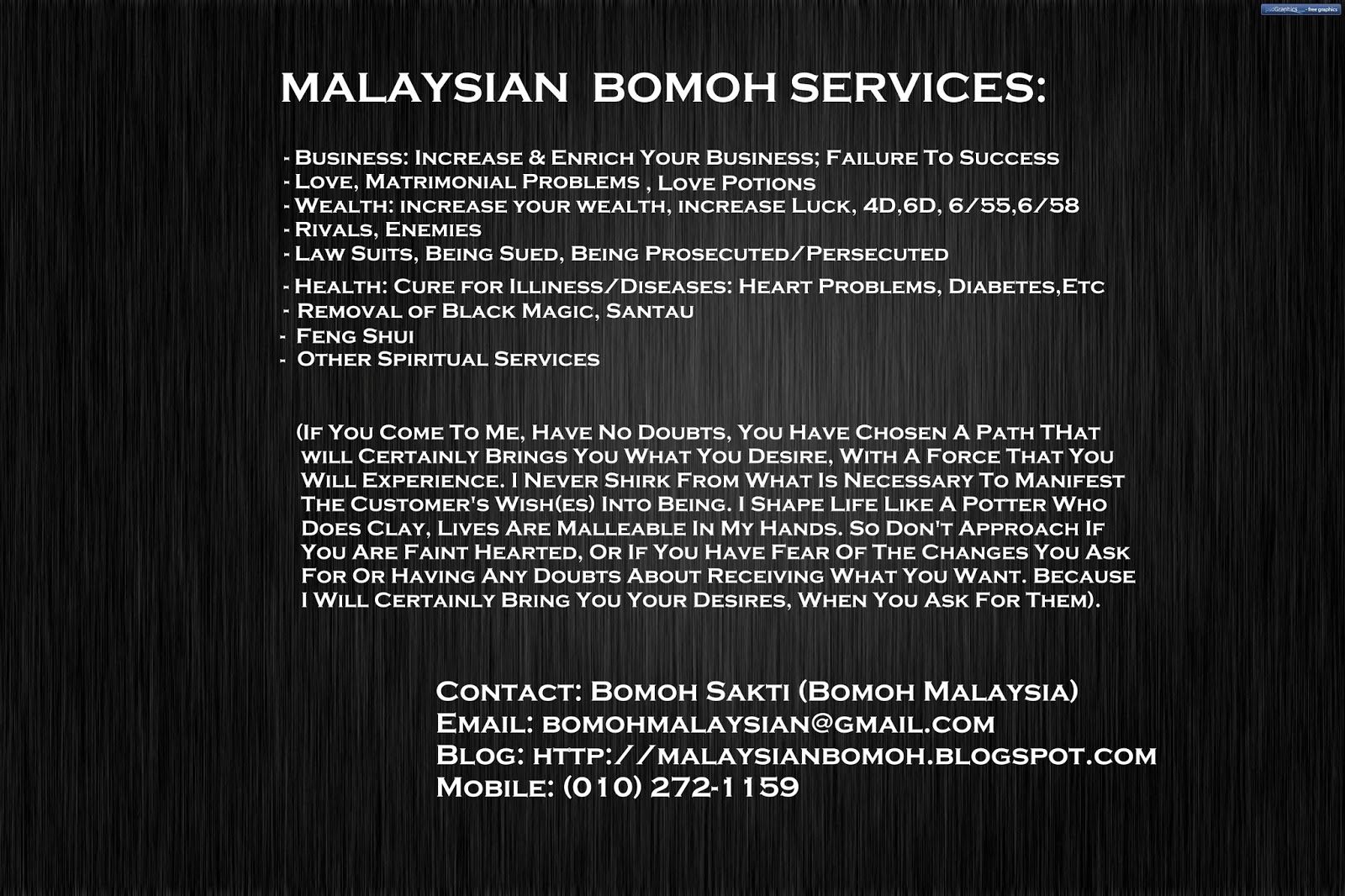 MALAYSIAN BOMOH: MALAYSIAN BOMOH
