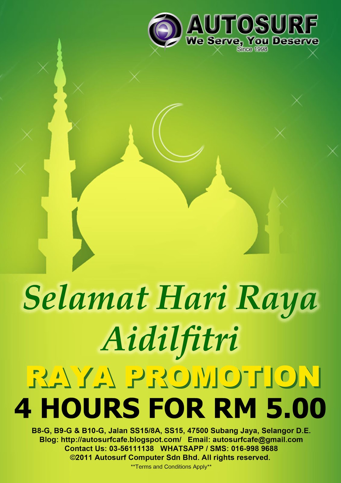 Raya Special Promotion for 2012 - Autosurf Cybercafe