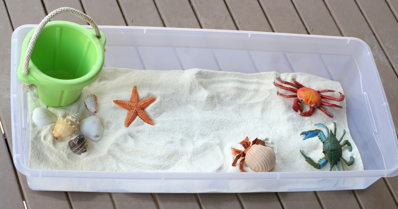 Baby/Toddler Beach Sensory Bin with Edible Sand!
