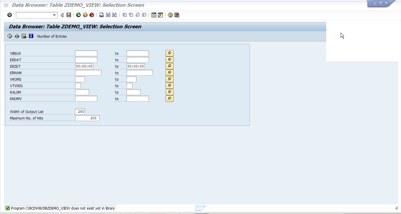 Creating Data Base View in SAP ABAP