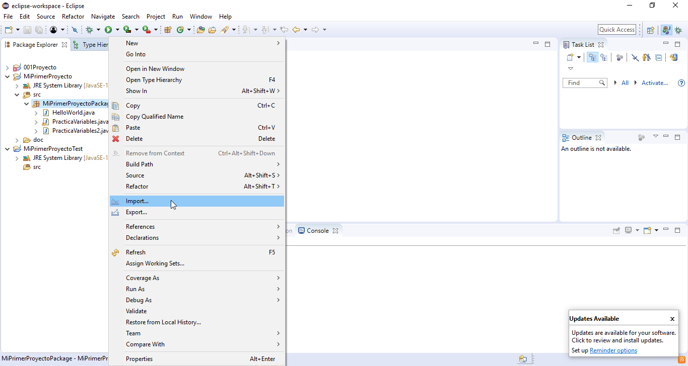 DESENLACE VIRTUAL: JAVA Importar y Exportar tu primer proyecto