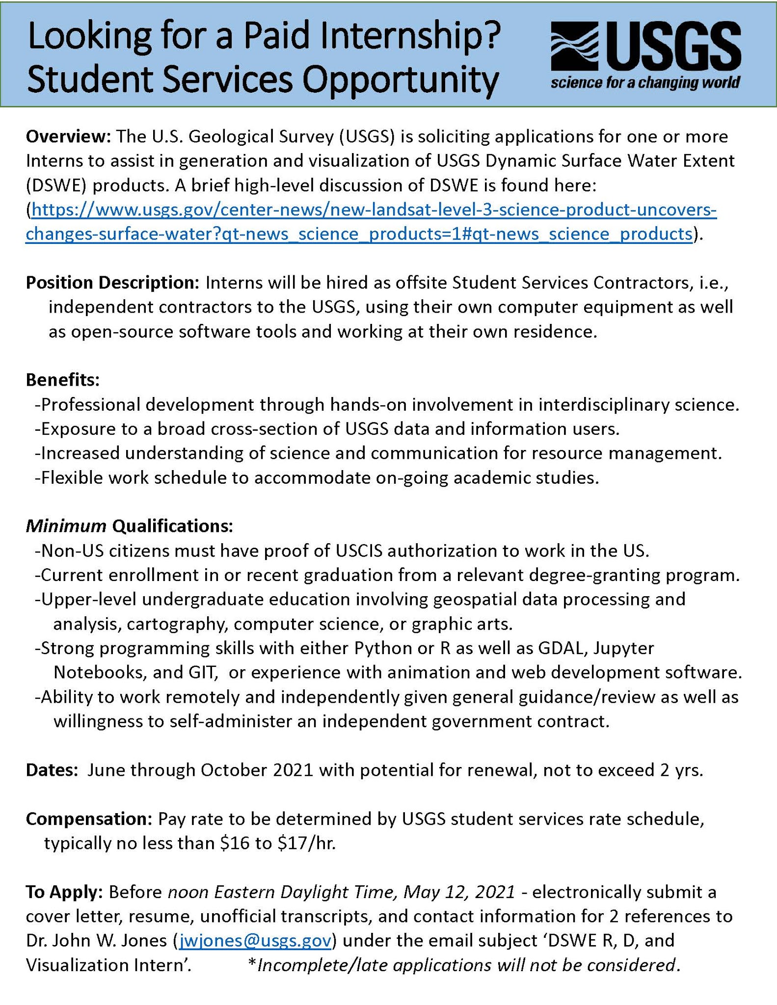 UMD Geographical Sciences Undergraduate Blog: PAID USGS Student Intern ...