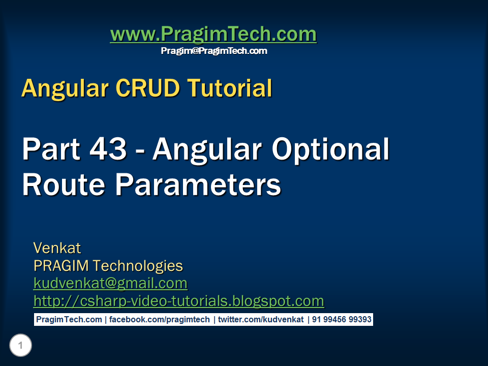 Sql Server Net And C Video Tutorial Angular Optional Route Parameters Slides